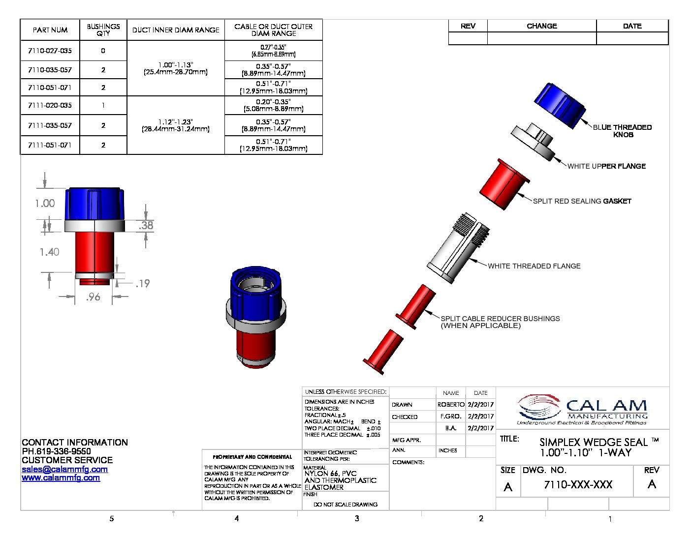 SIMPLEX 1” SPEC SHEET REV A – Cal Am Manufacturing
